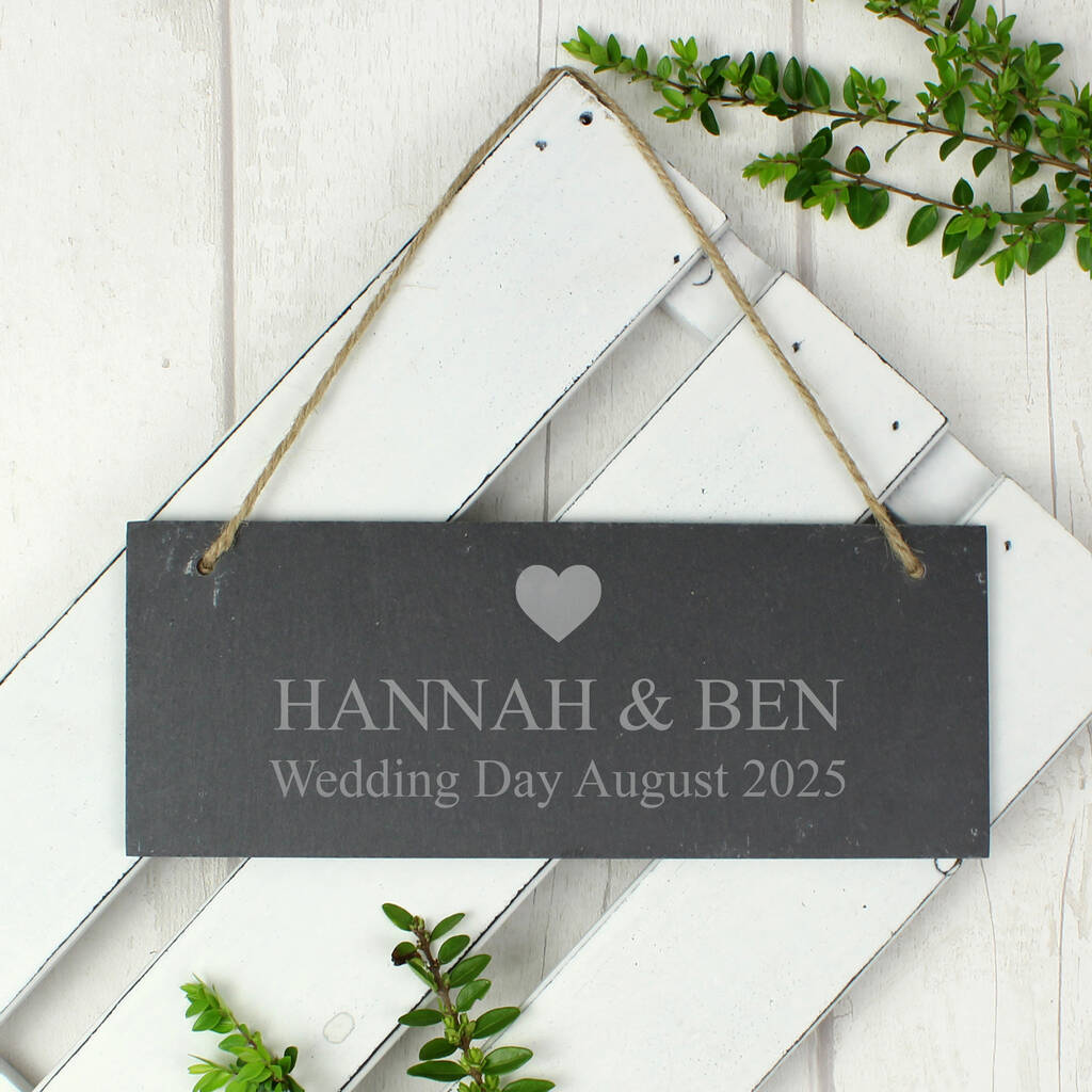 Personalised Heart Hanging Slate Sign Decoration By Blackdown Lifestyle