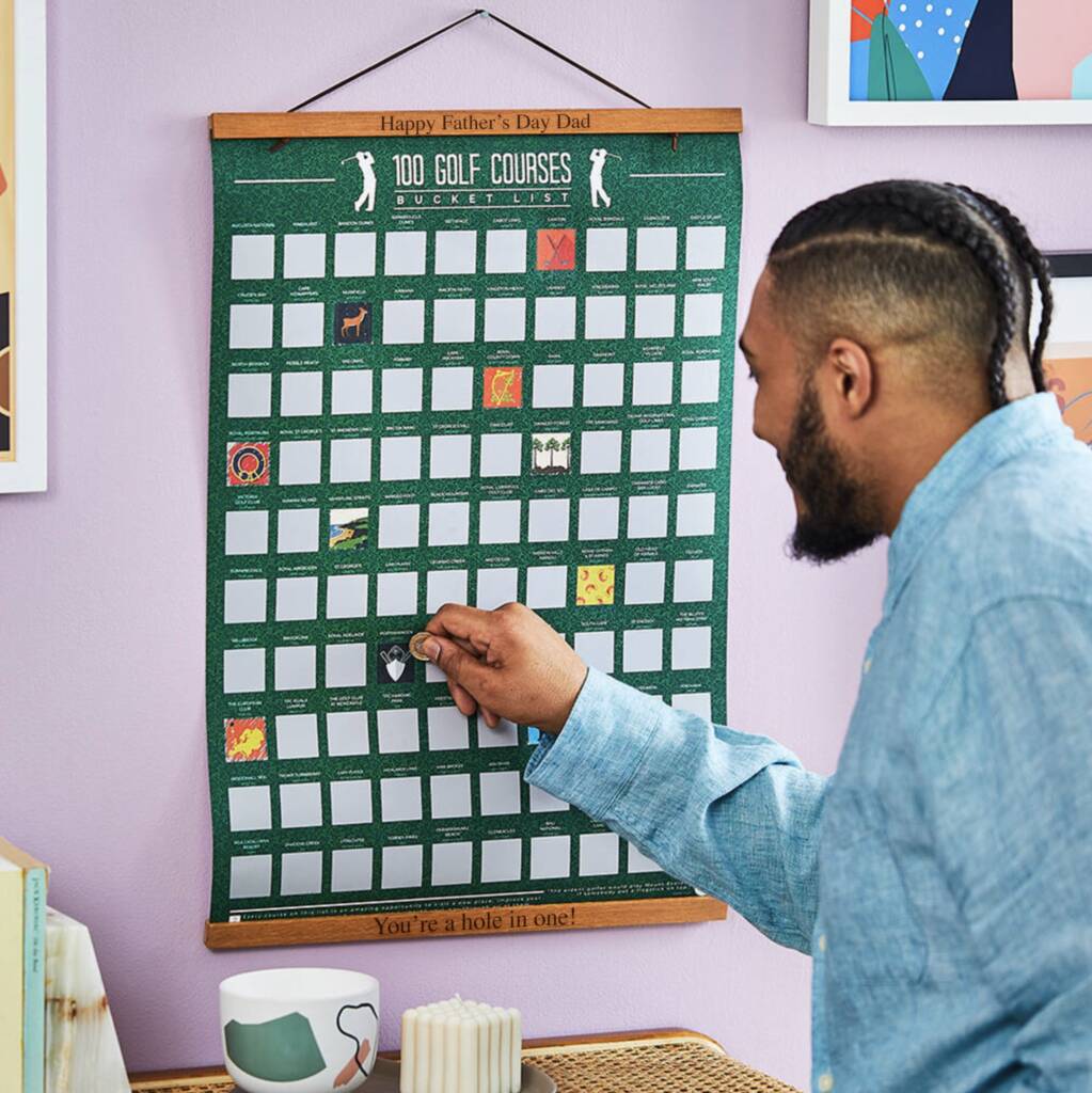 Personalised Framed Scratch Off 100 Golf Courses By HELLO LOVELY