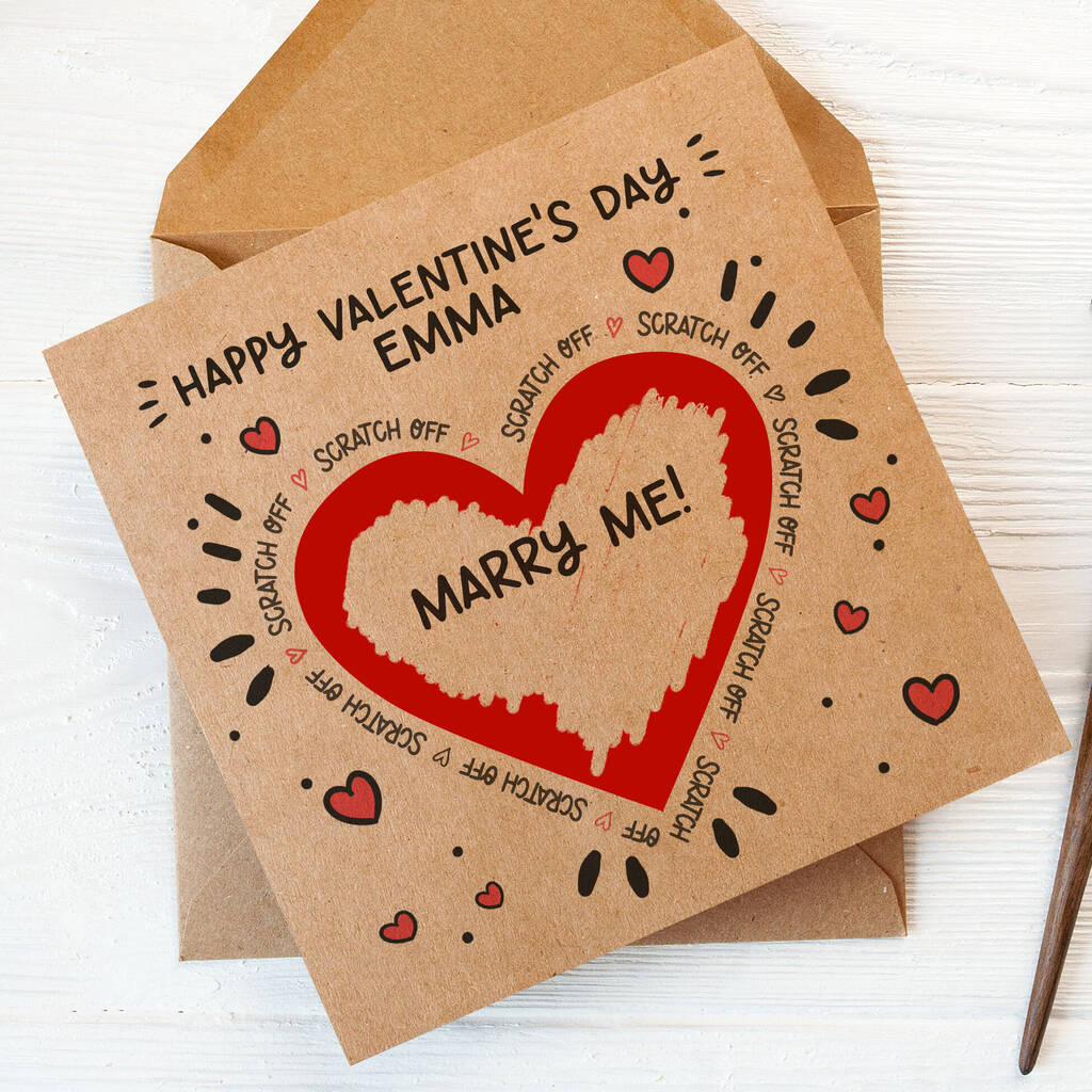 Valentine's Scratch Card With Red Scratch Off Heart By Lunella