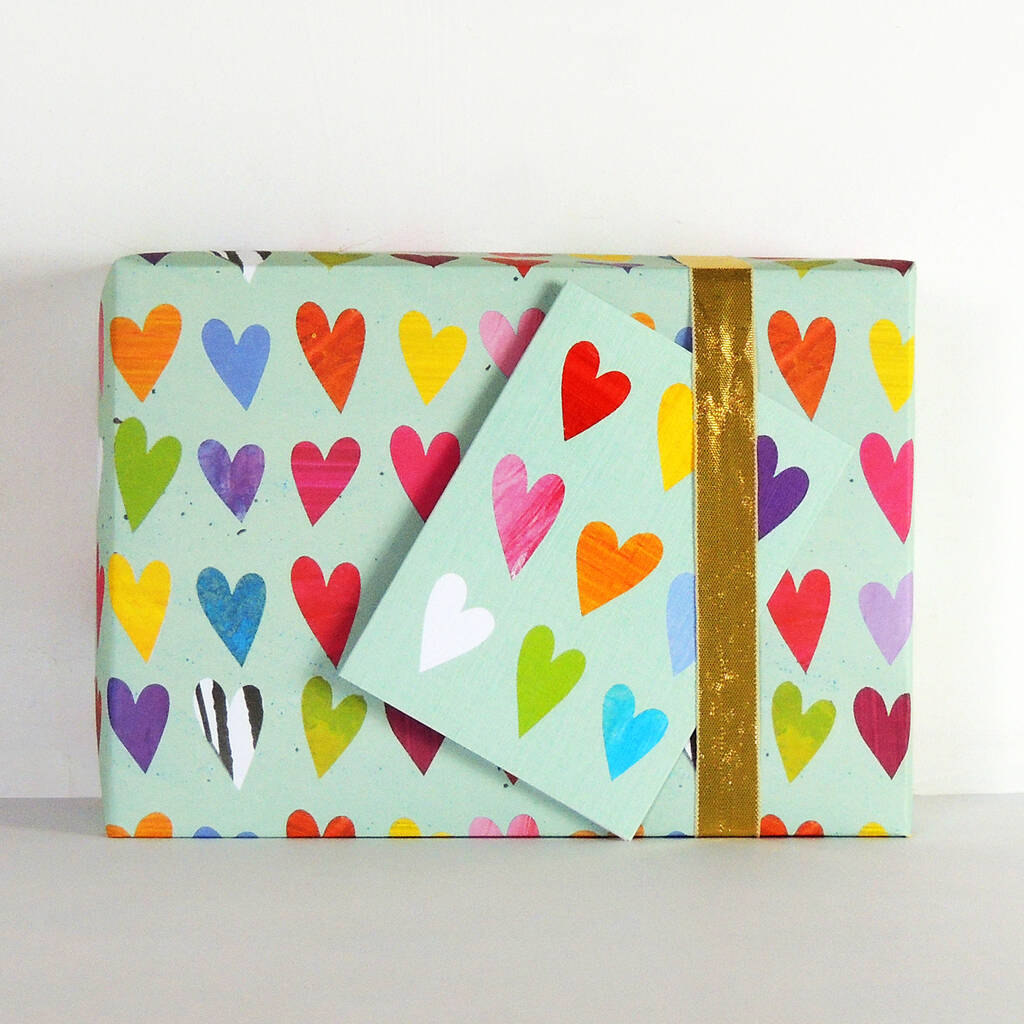 Coloured Hearts Gift Wrap Two Sheets By Kali Stileman Publishing ...
