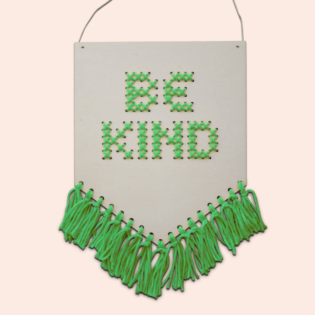 Be Kind Tasseled Embroidery Banner Kit By Cotton Clara ...