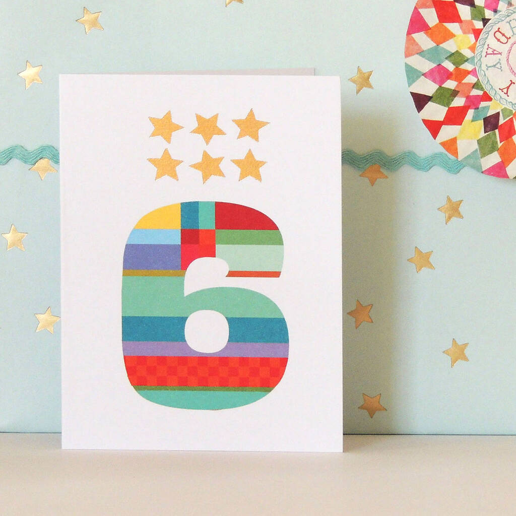 Mini Gold Star Number Six Card By Kali Stileman Publishing