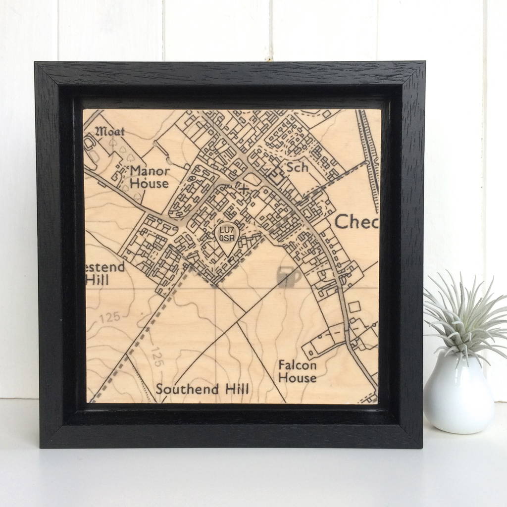 new home postcode map print on wood by northern logic ...