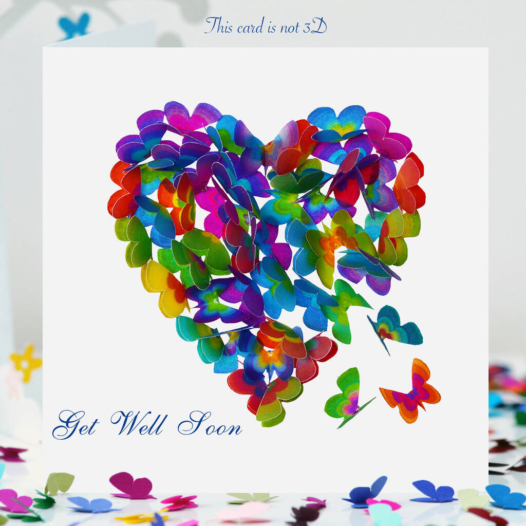 Multicoloured Butterfly Get Well Soon Card By Inkywool Butterfly Art ...