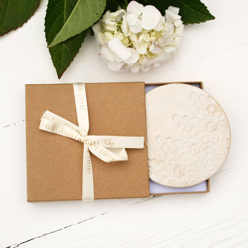 Cream Lace Ceramic Coasters By Juliet Reeves Designs ...