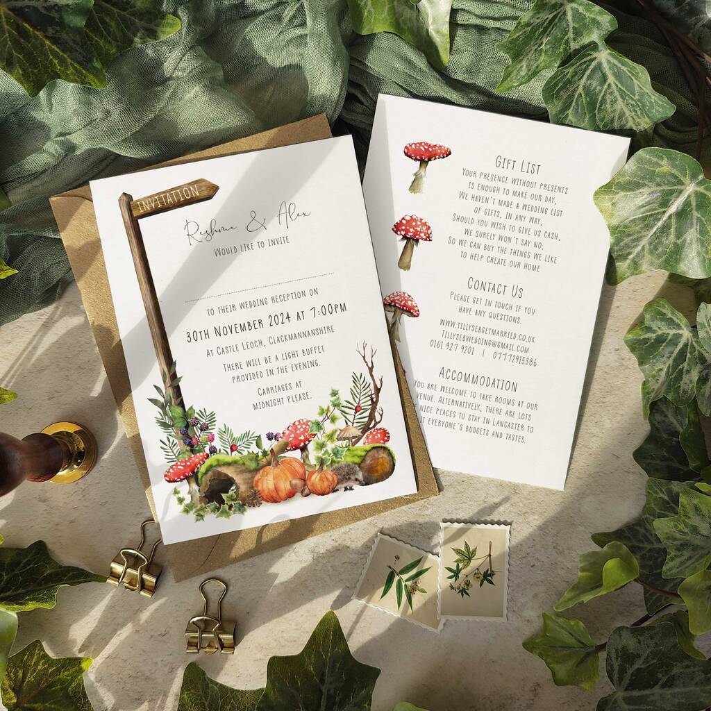 Autumn Woodland Evening Invitations And Envelopes By Paper Willow