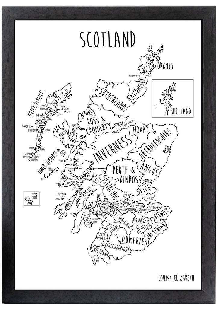 Scotland Map Print By Louisa Elizabeth | notonthehighstreet.com