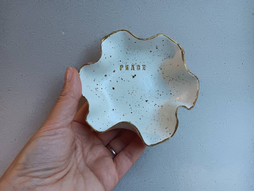 Scalloped Peace Clay Dish By Tiny Trinket Clay Dishes