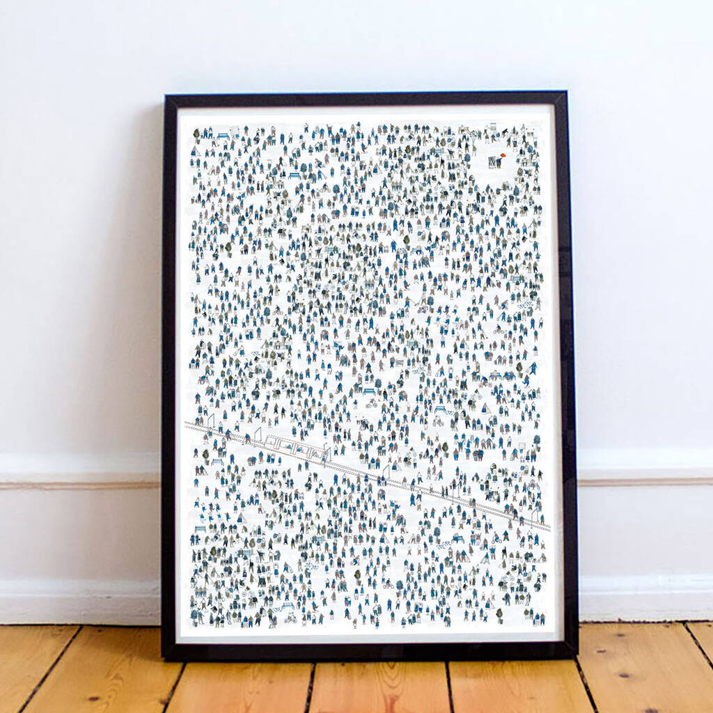 Large Detailed Illustrated Crowd Print By Elsa Rose Frere ...
