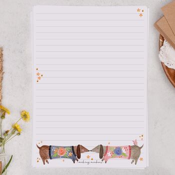 A5 Letter Writing Paper With Sausage Dog Dachshund By Making Meadows ...