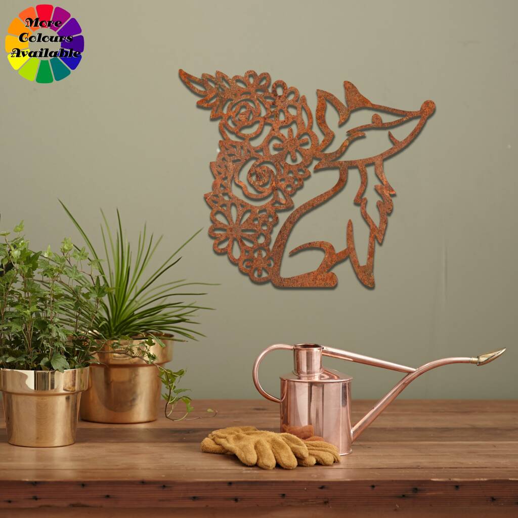 Rust Metal Fox Rusted Garden Decor Yard Art Sculpture By Duke Craft ...