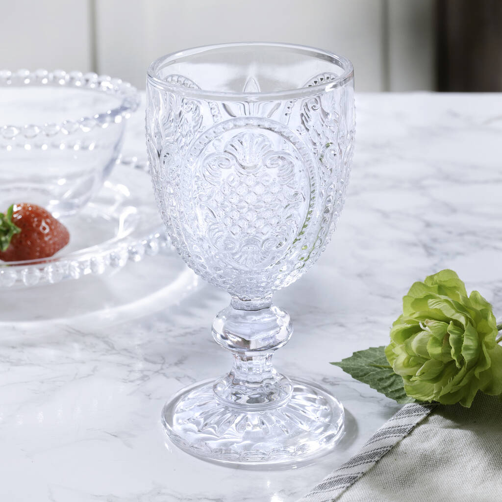 Set Of Four Baroque Glass Wine Goblets By Dibor | notonthehighstreet.com