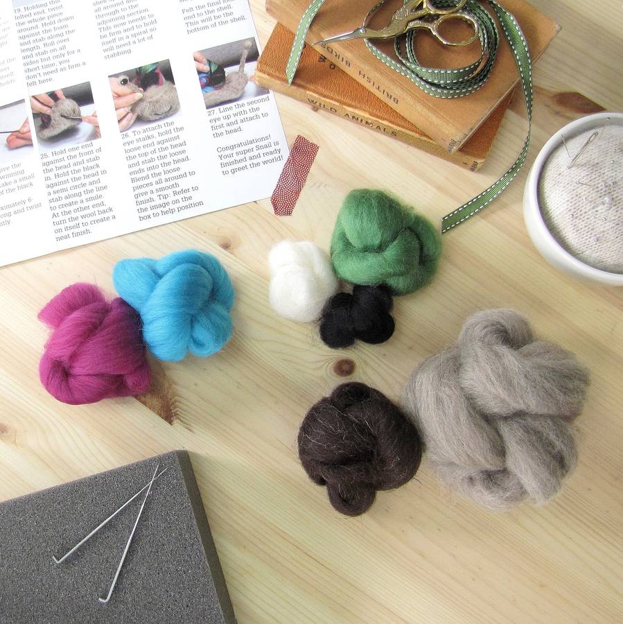 snail needle felting craft kit by hawthorn handmade ...