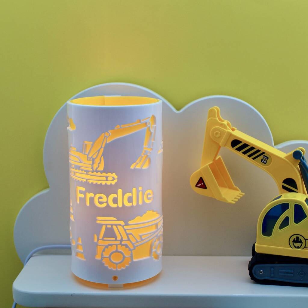 Personalised Digger And Dumper Truck LED Night Light By Kirsty Shaw