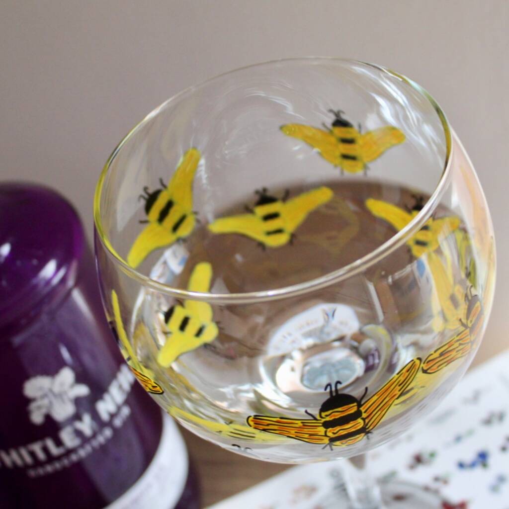 Bumblebee Hand Painted Gin Glass By Samara Ball Designs ...
