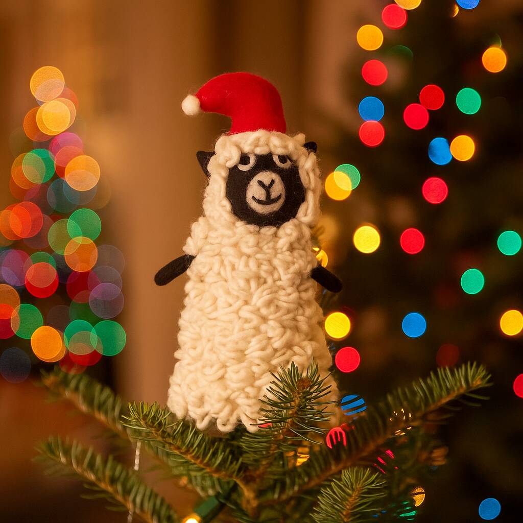 Handmade Felt Fleece Navidad Sheep Christmas Tree Topper By Felt so good