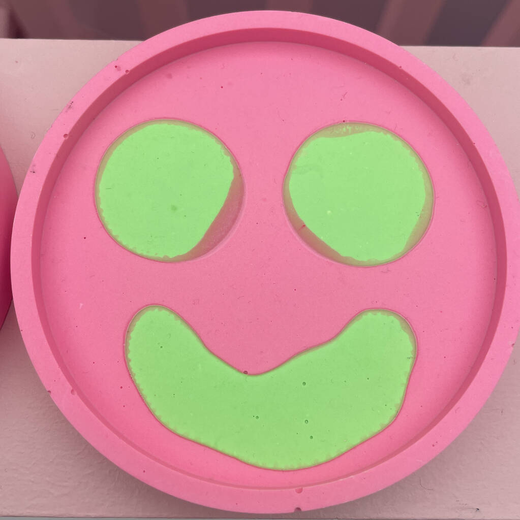 Smiley Face Coasters Neon Pink And Green Set Of Two By Made By Robyn ...