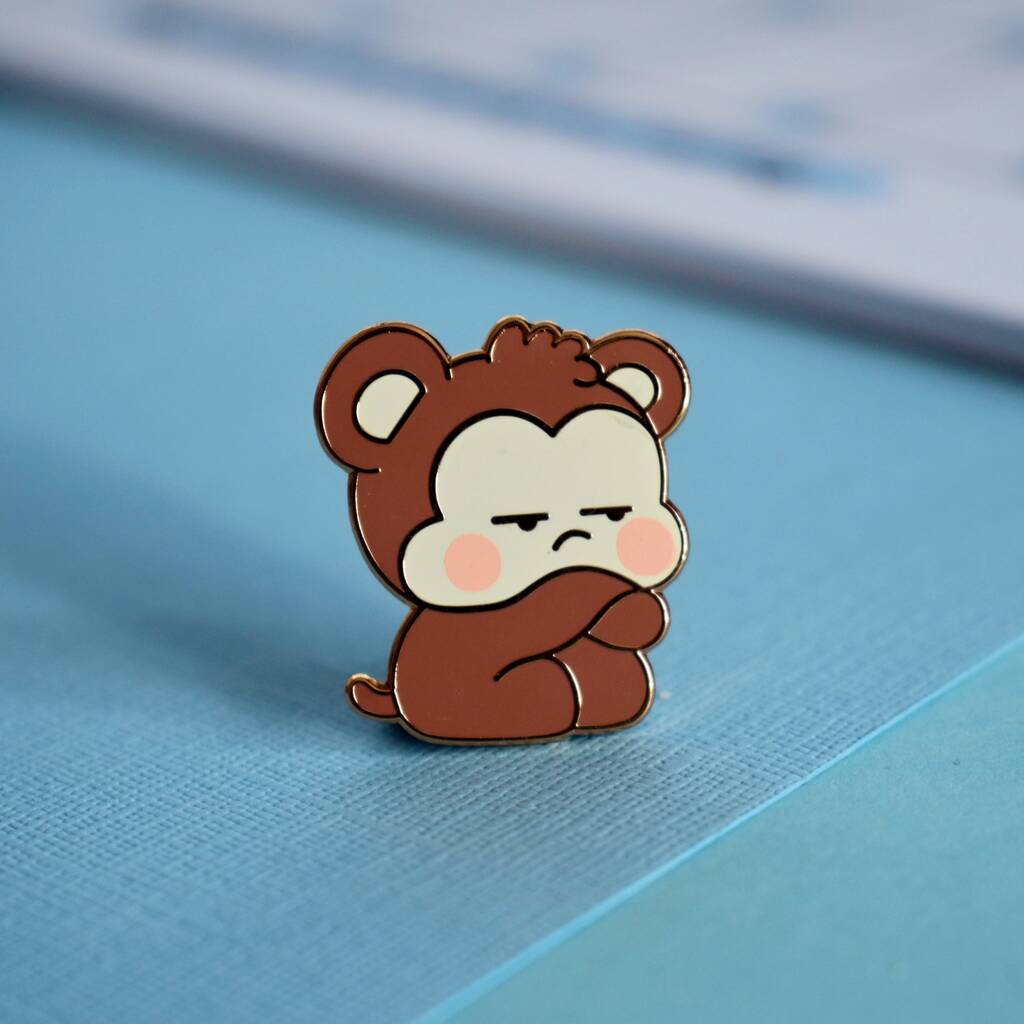 Grumpy Monkey Enamel Pin By Toastedink
