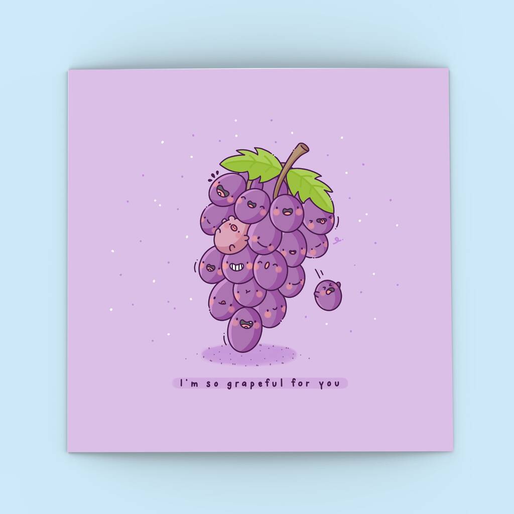 Cute Grapes Greetings Card By Toastedink