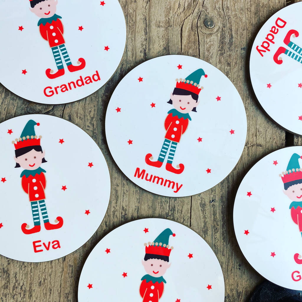 Personalised Christmas Elf Place Setting Coasters By Megan Claire ...