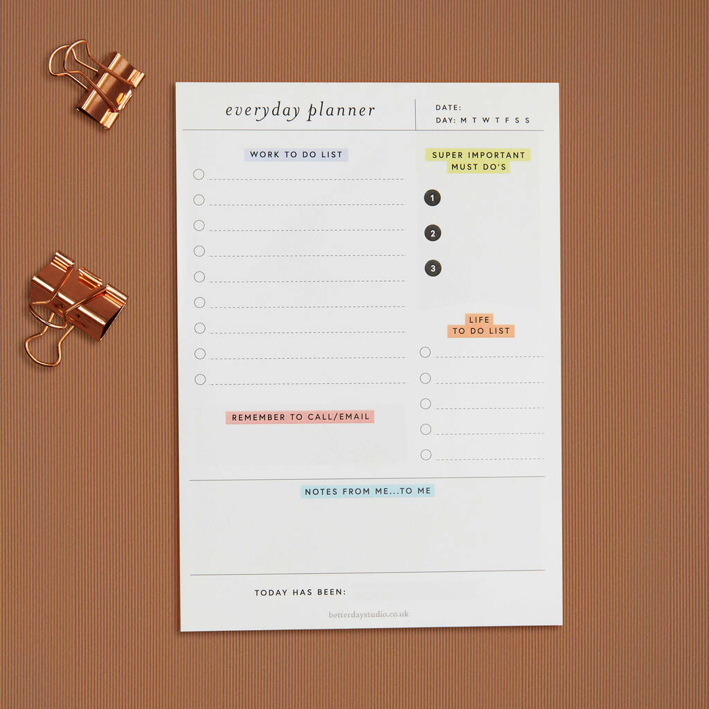 Everyday Planner Notepad By Betterday Studio | notonthehighstreet.com