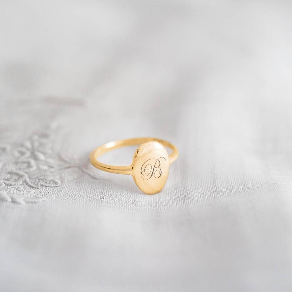 Sterling Silver Personalised Initial Oval Ring By Bloom Boutique