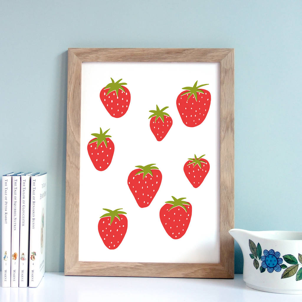 Strawberry Pattern Print, Food Poster By YOYO Studio ...