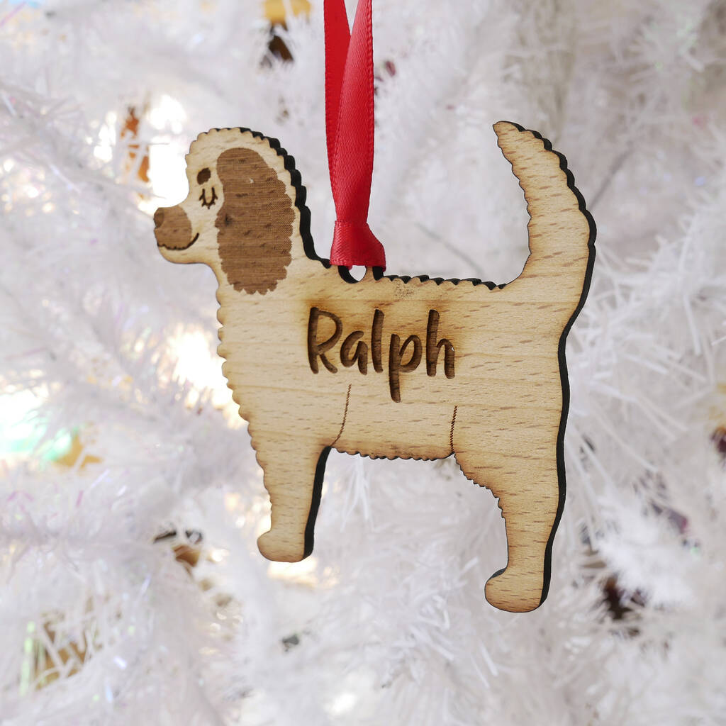 personalised cockapoo wooden christmas decoration by hoobynoo ...