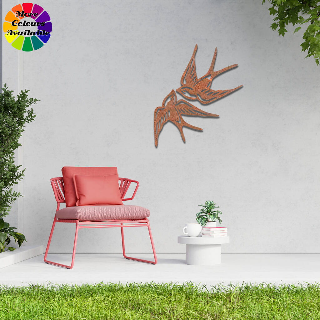 Rusty Garden Birds Decor Two Rust Metal Swallows By Duke Craft ...