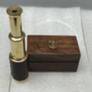 six inch brass handheld mini telescope with wooden box by reason season ...