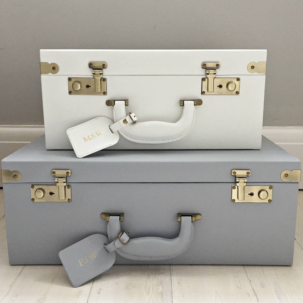 personalised memory suitcase keepsake box gift set by meminio ...