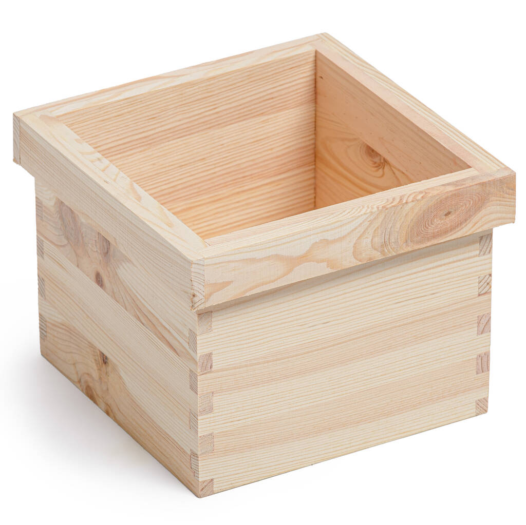 Small Square Wooden Pot By Prestige Wicker