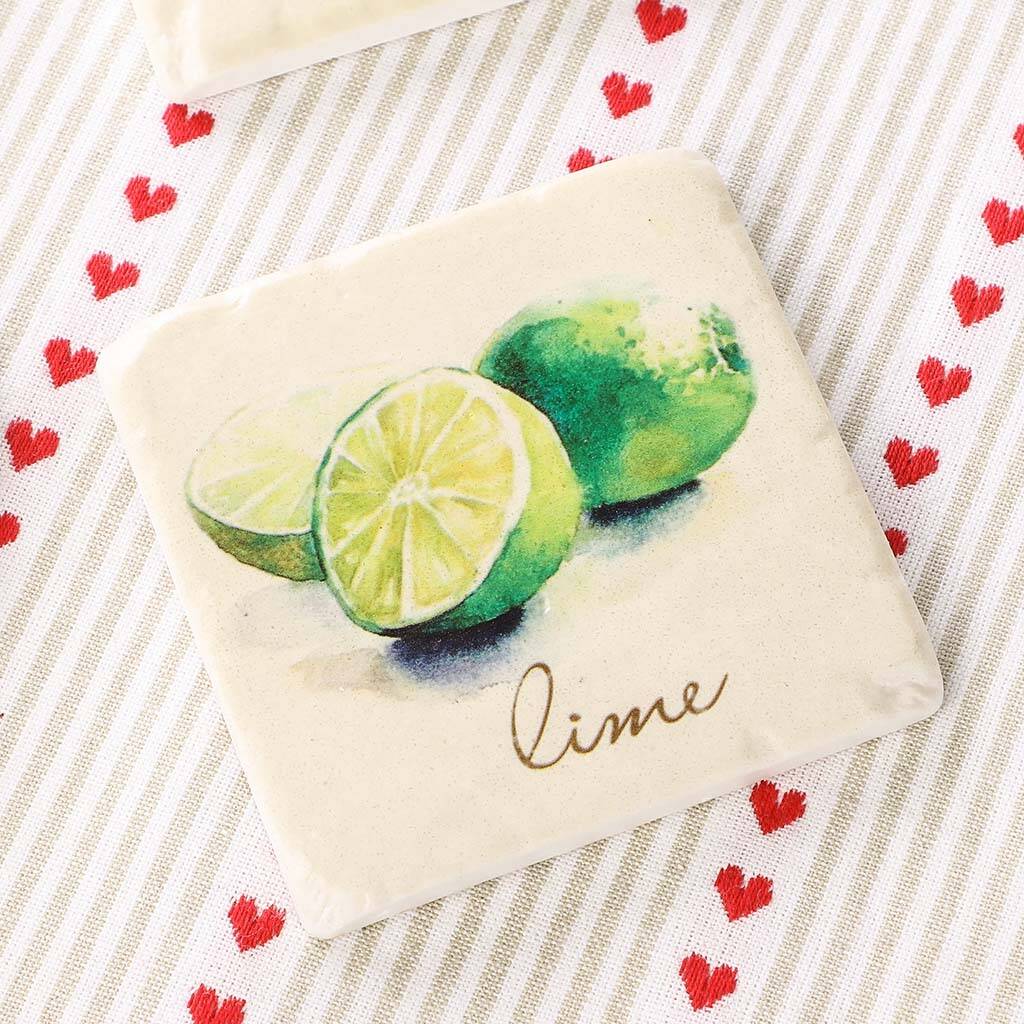 Set Of Four Botanical Citrus Ceramic Coasters By Dibor ...