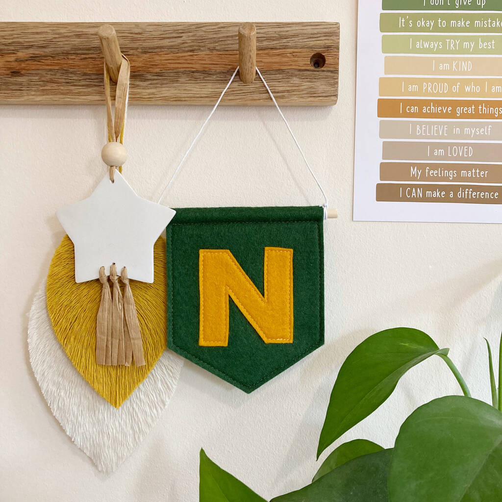 Initial Felt Banner Personalised Letter Flag By Forged in Fables ...