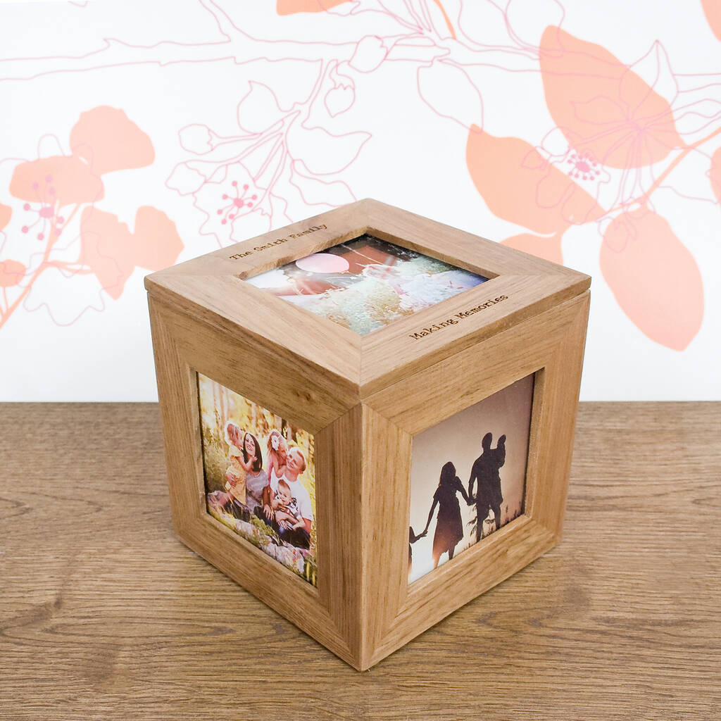 Personalised Oak Family Photo Cube Keepsake Box By JUNGLEY | notonthehighstreet.com