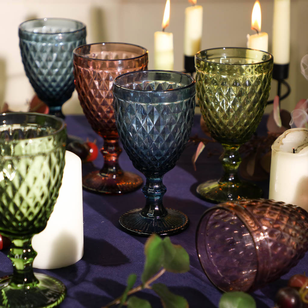 Luxury Embossed Coloured Glass Wine Goblets By Dibor ...