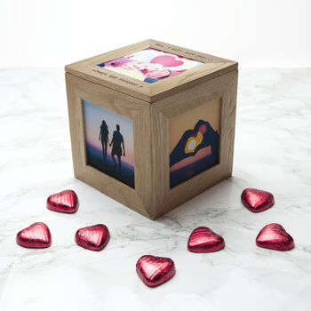 Personalised Oak Couples Photo Cube Keepsake Box By JUNGLEY | notonthehighstreet.com
