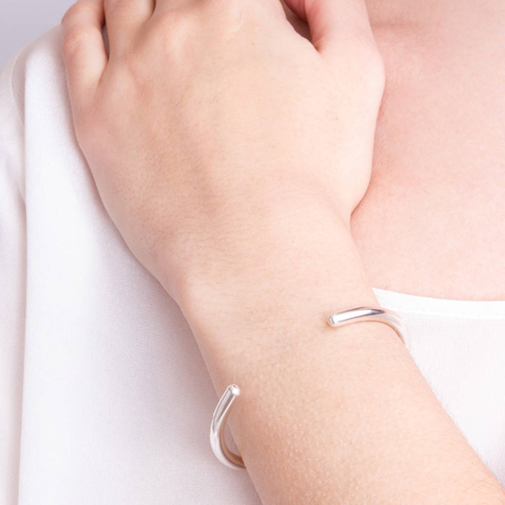 ladies open silver bangle by hersey silversmiths | notonthehighstreet.com