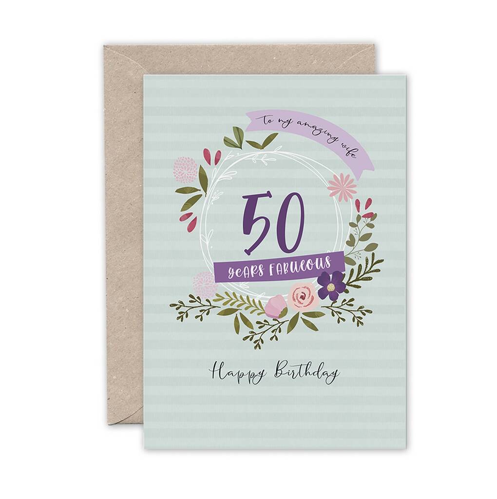 50th Birthday Card Amazing Wife Milestone Age Card By Emma Bryan Design 