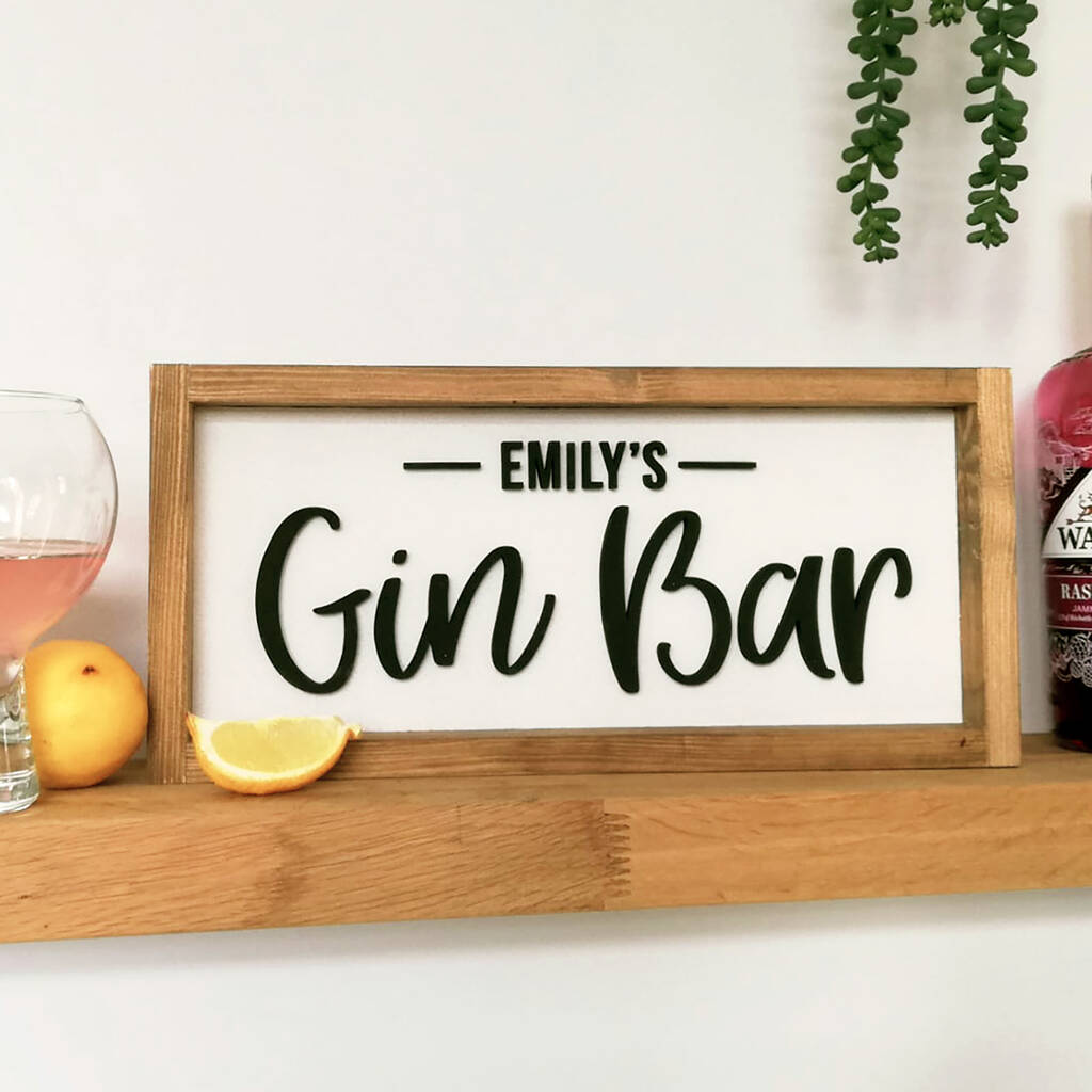 Personalised Wooden Gin Bar Sign By marf creative | notonthehighstreet.com