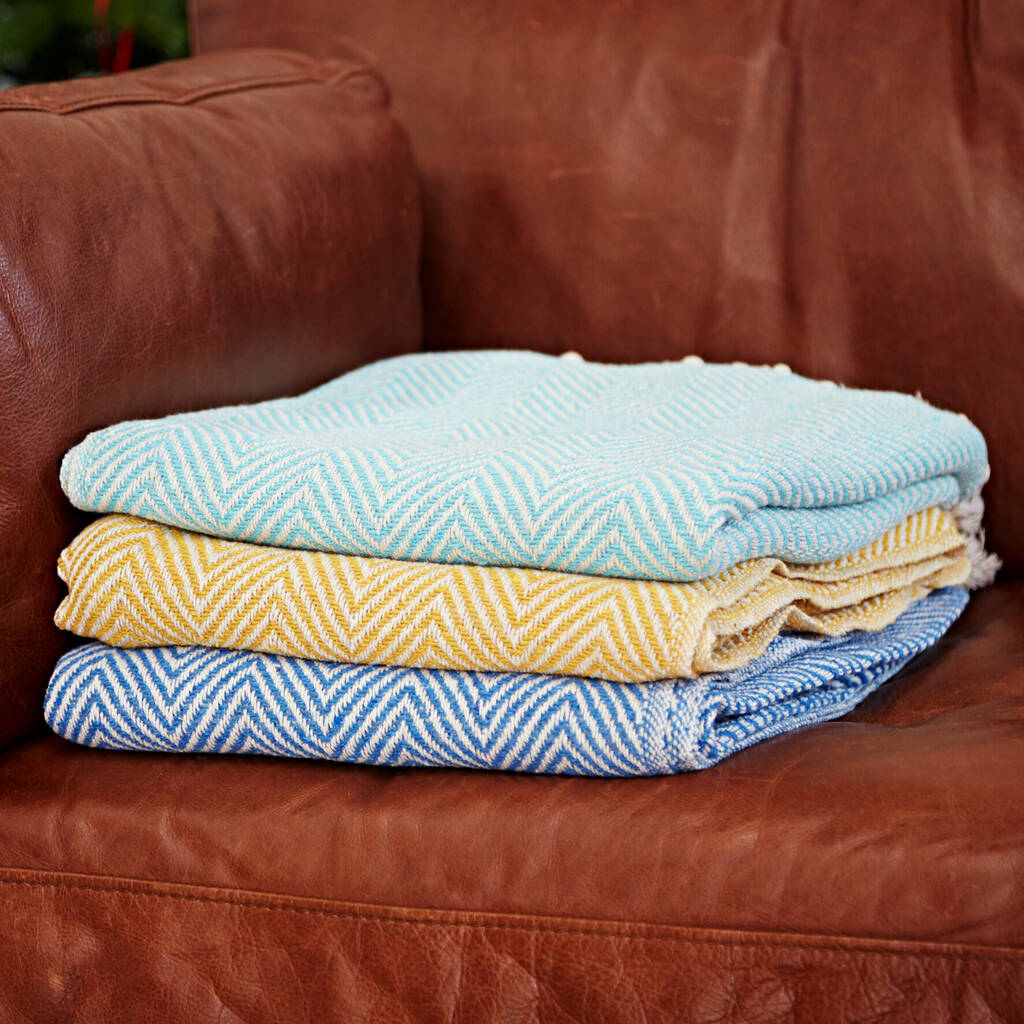 Recycled Cotton Woven Chevron Throw By Paper High | notonthehighstreet.com