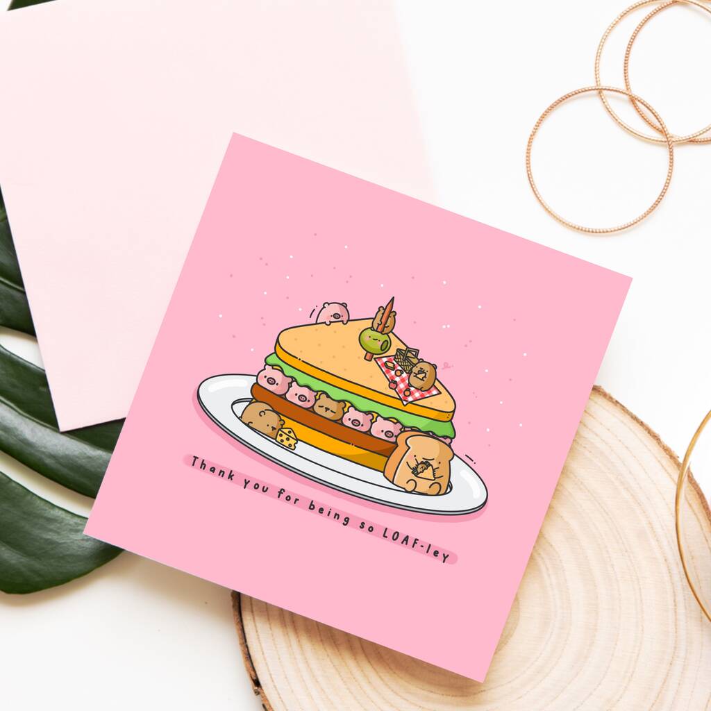Cute Sandwich Greetings Card By Toastedink