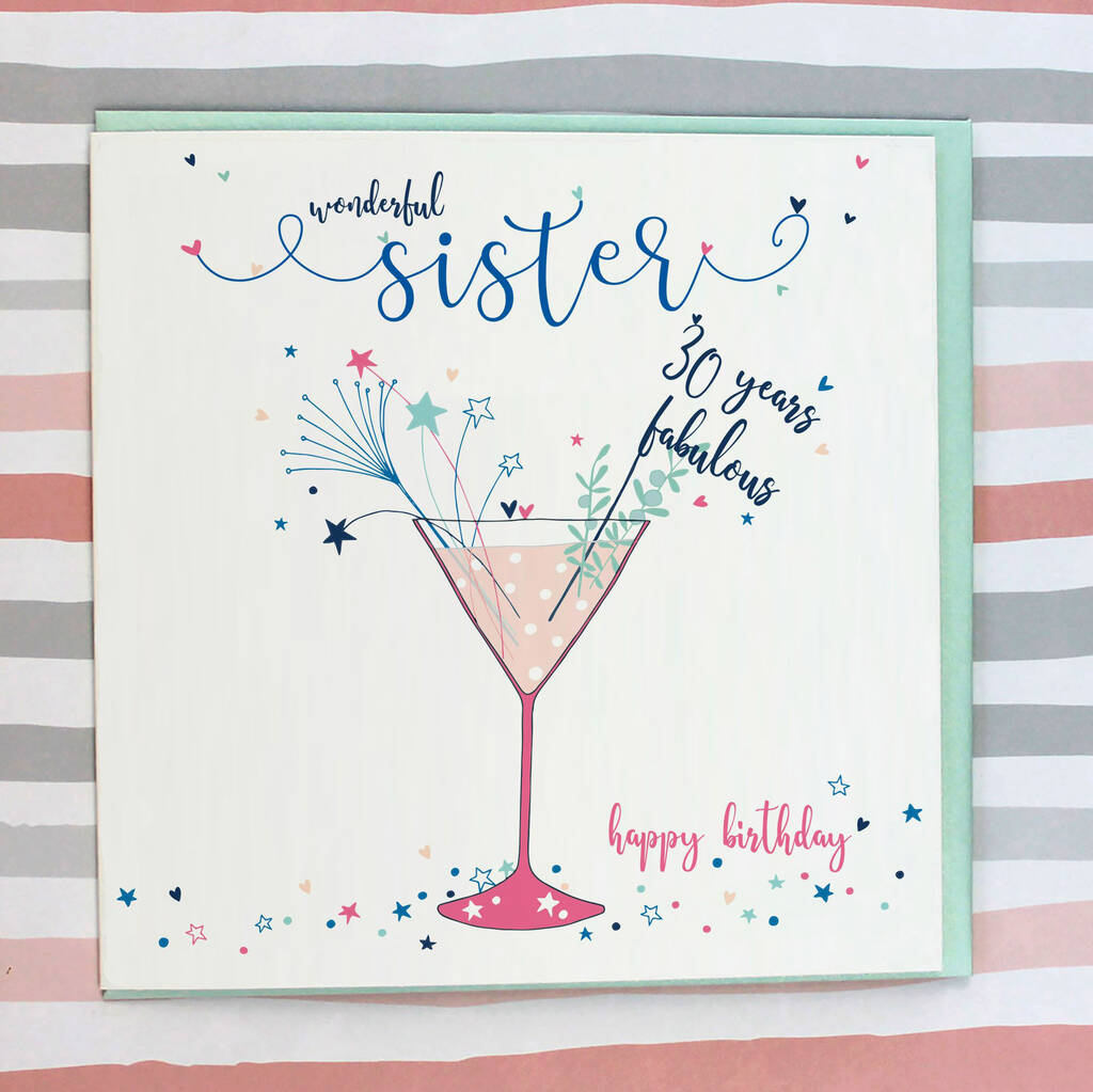 30th Birthday Card For Sister By Molly Mae Notonthehighstreet