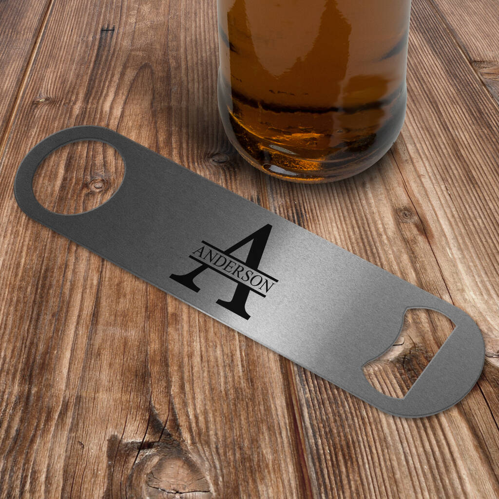 Personalised Name And Initial Bar Blade Bottle Opener By Hope And ...