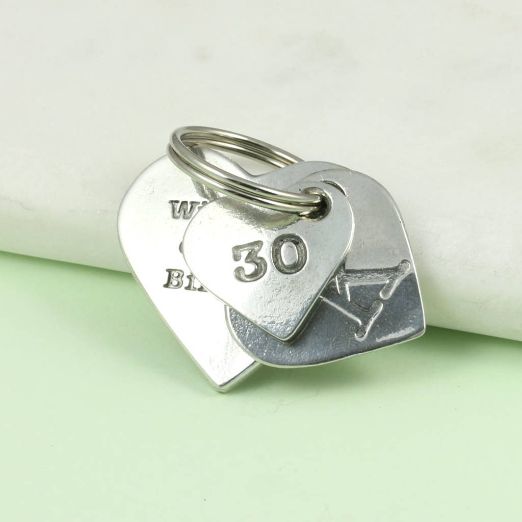30th birthday gift pewter heart key ring by multiply design ...