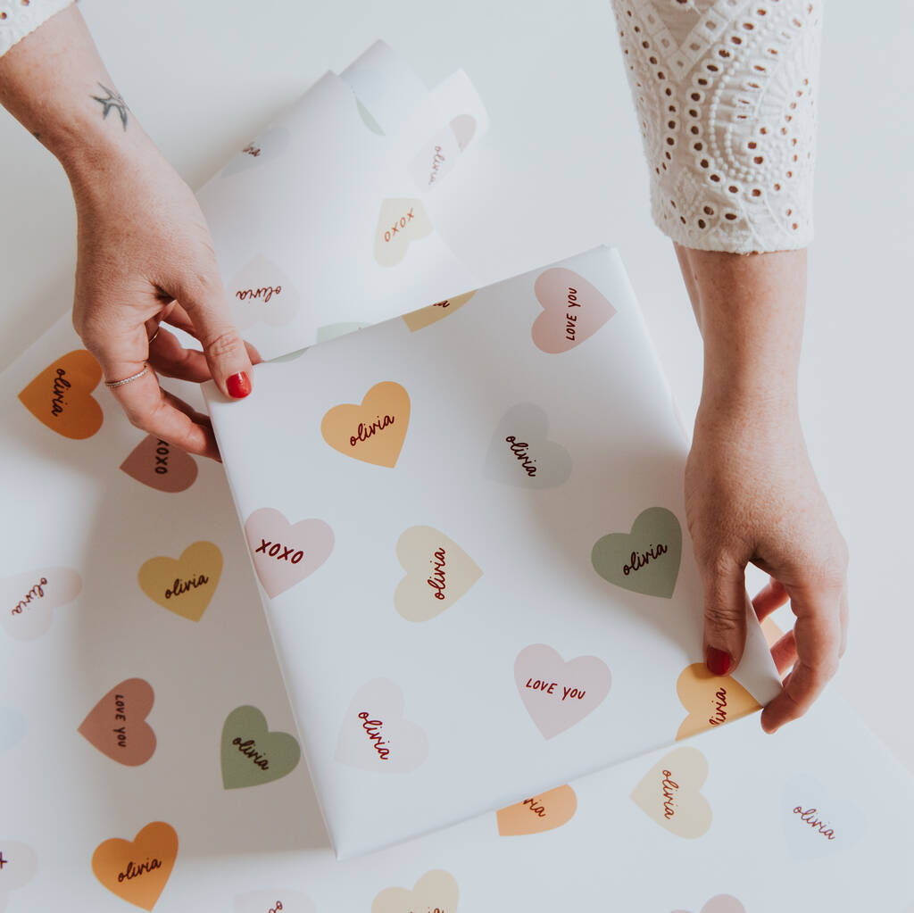 Personalised Love Heart Wrapping Paper By Abigail Warner ...