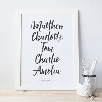 family names personalised print by paperpaper | notonthehighstreet.com