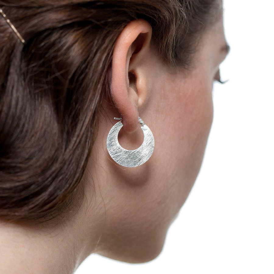 silver brushed finish boho hoop earrings by scream pretty ...