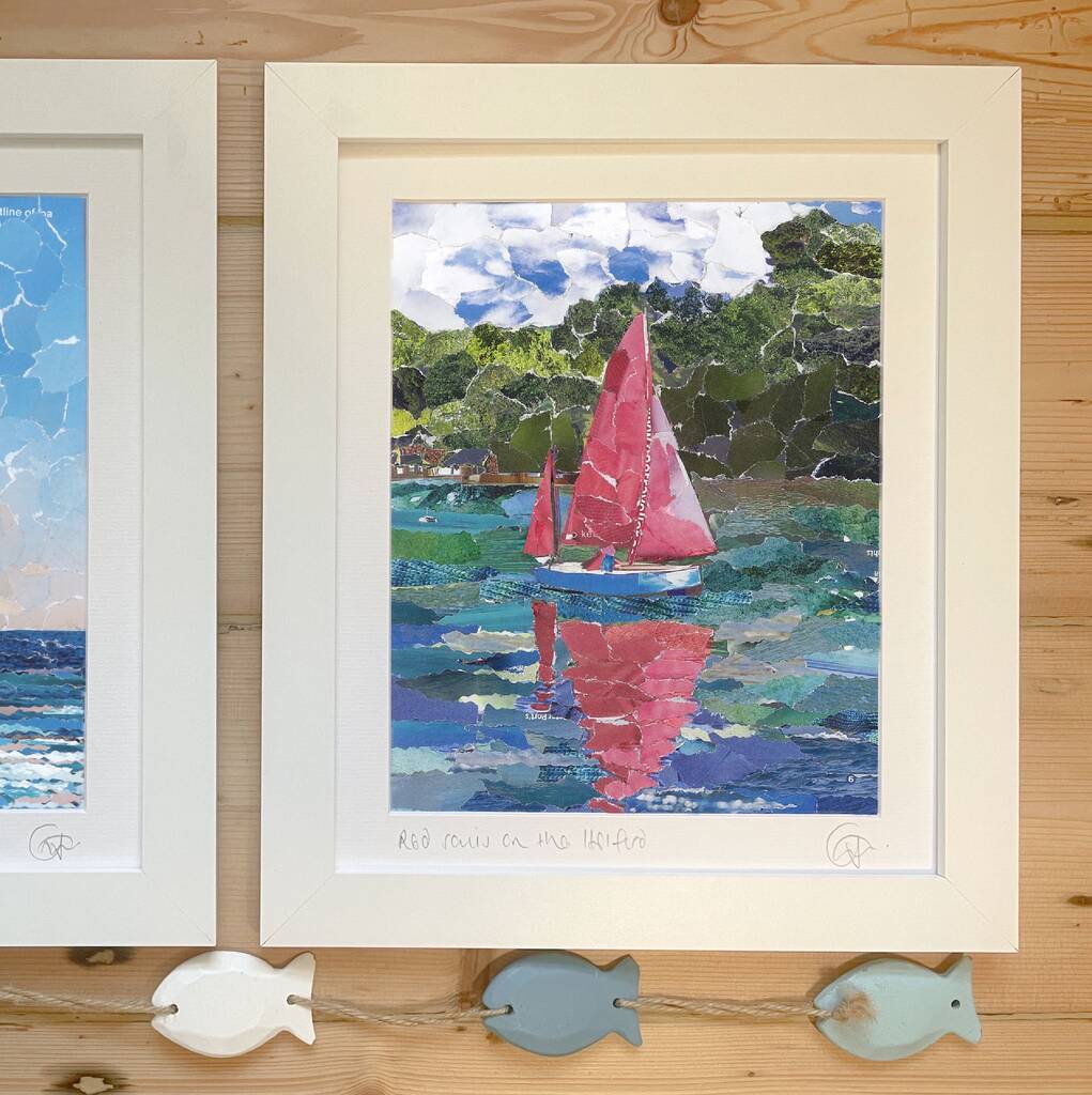 Cornwall Helford River Upcycled Paper Collage Print By Junk Mail Art ...