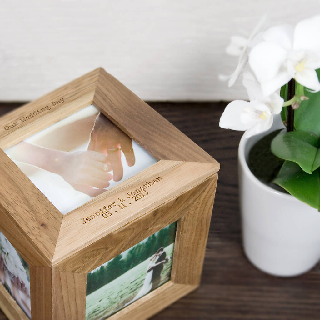 Personalised Oak Photo Cube Keepsake Box By JUNGLEY | notonthehighstreet.com